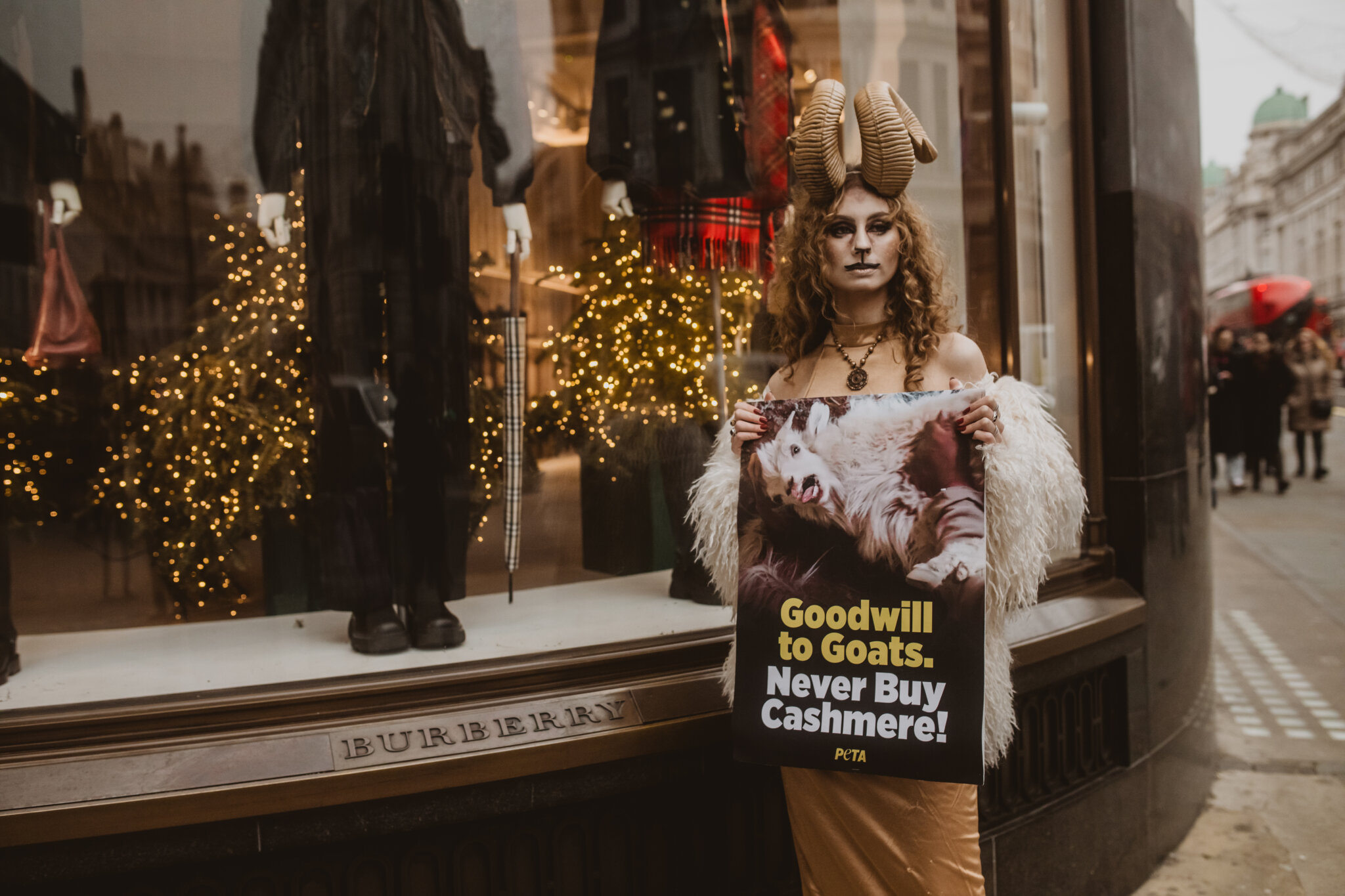 Burberry’s Cashmere Sales Draw ‘Bloody’ PETA Display at Shareholder Meeting